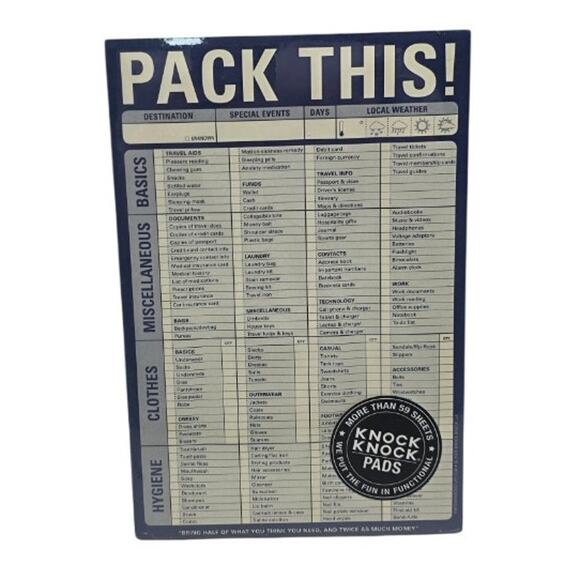 Booths | Office | New Knock Knock Pads Pack This Travel List Note Pad ...